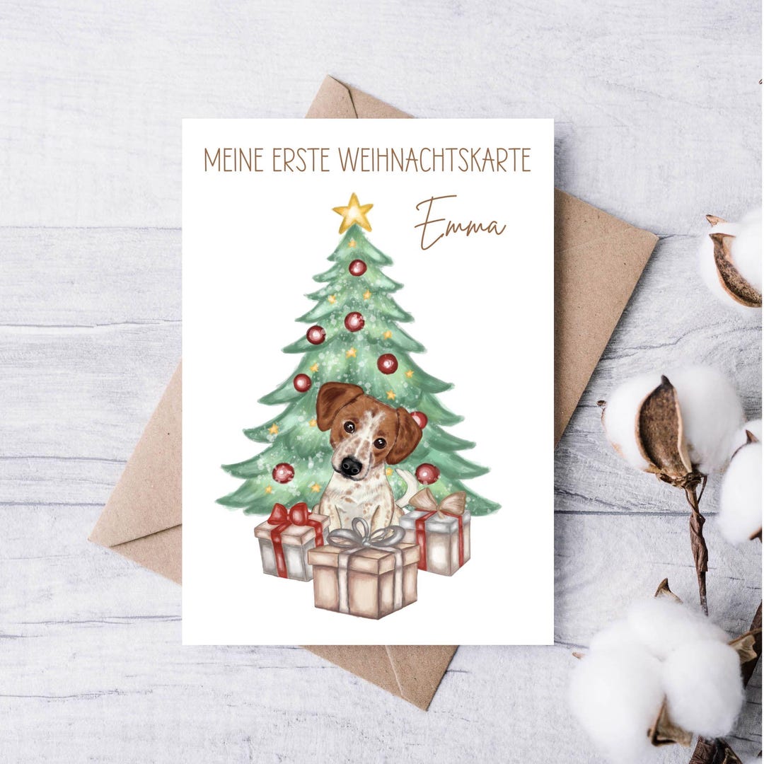 My First Christmas Card Personalized With Name Cute Christmas Greeting ...