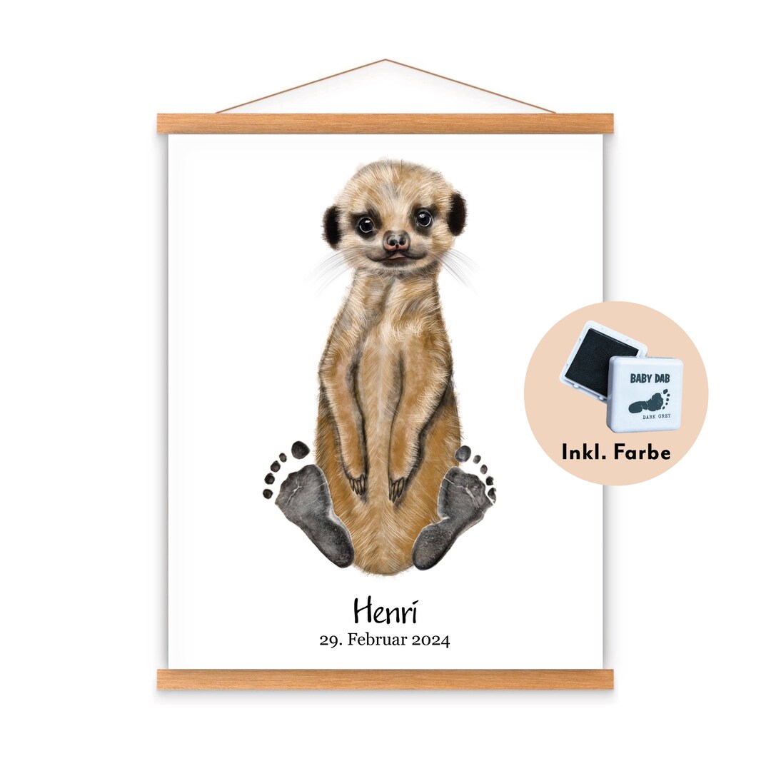Personalized Baby Footprint Set With Meerkats – Unique Gift for Birth ...