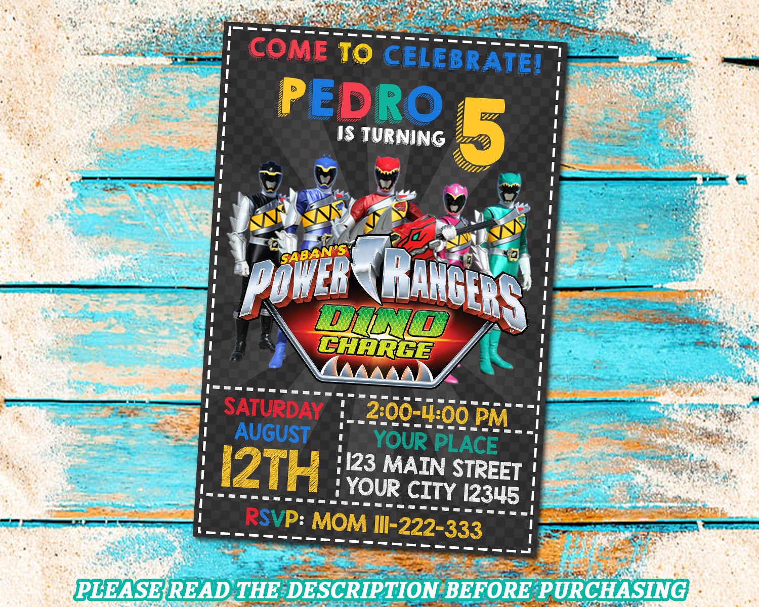 Power Rangers Birthday Invitation Power Rangers Invitation - Etsy