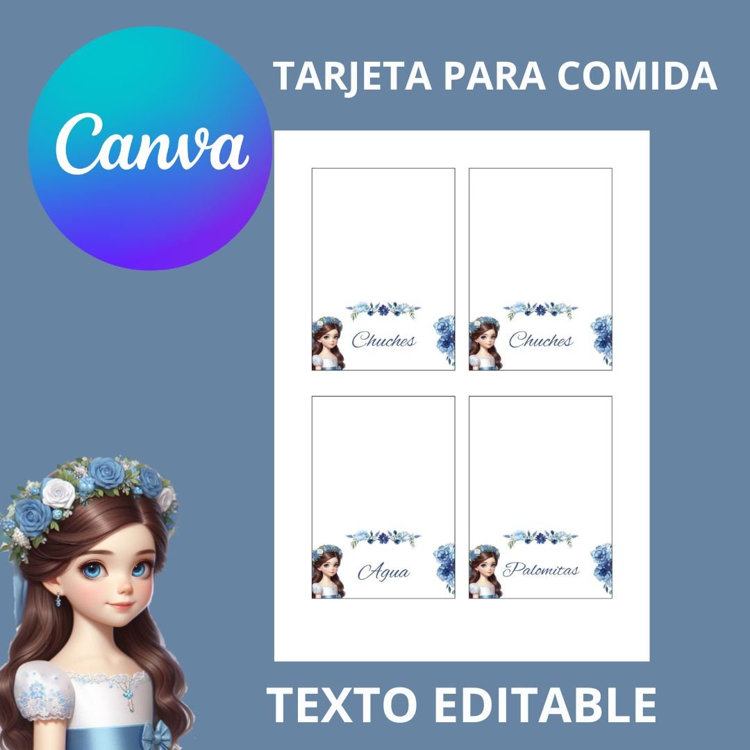 Editable Food Cards, Food Card for Treats, Food Label Template for ...