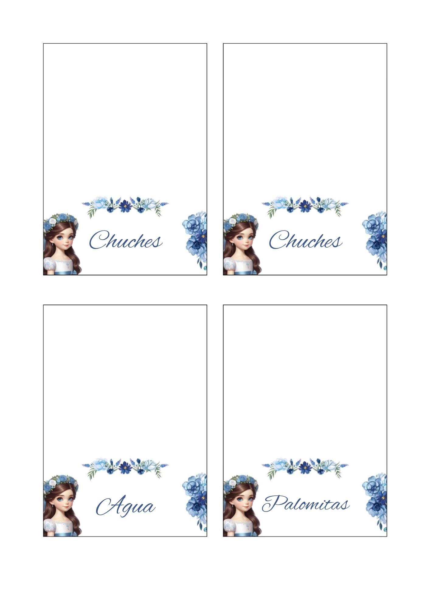 Editable Food Cards, Food Card for Treats, Food Label Template for ...