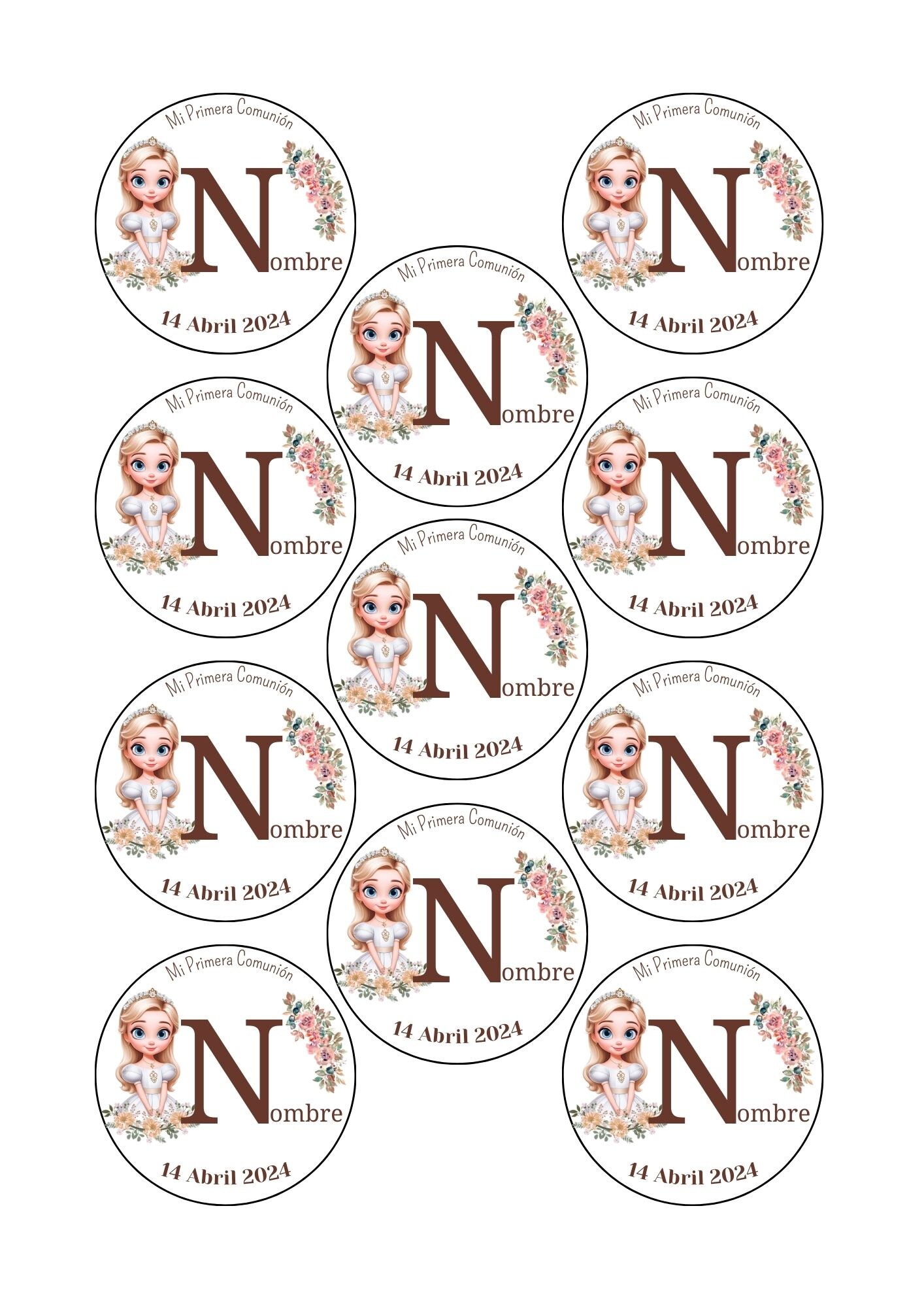 Downloadable First Communion Labels for Girls, Downloadable Communion ...