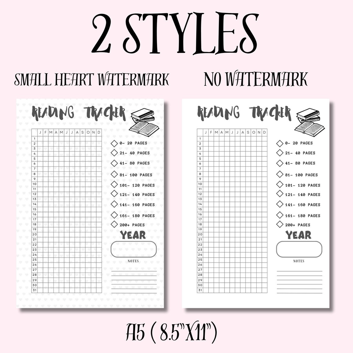 Reading Tracker Printable: Book List & Goal Planner (PDF Download) - Etsy