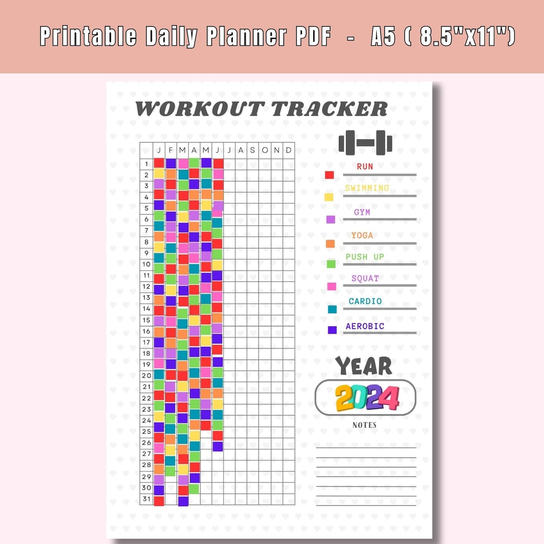 Workout Tracker Printable | Fitness Log & Exercise Planner PDF ...