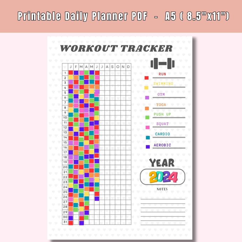 Workout Tracker Printable | Fitness Log & Exercise Planner PDF ...