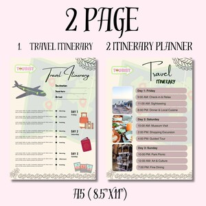 Travel Itinerary Planner PDF | Printable Trip Organizer | Vacation ...