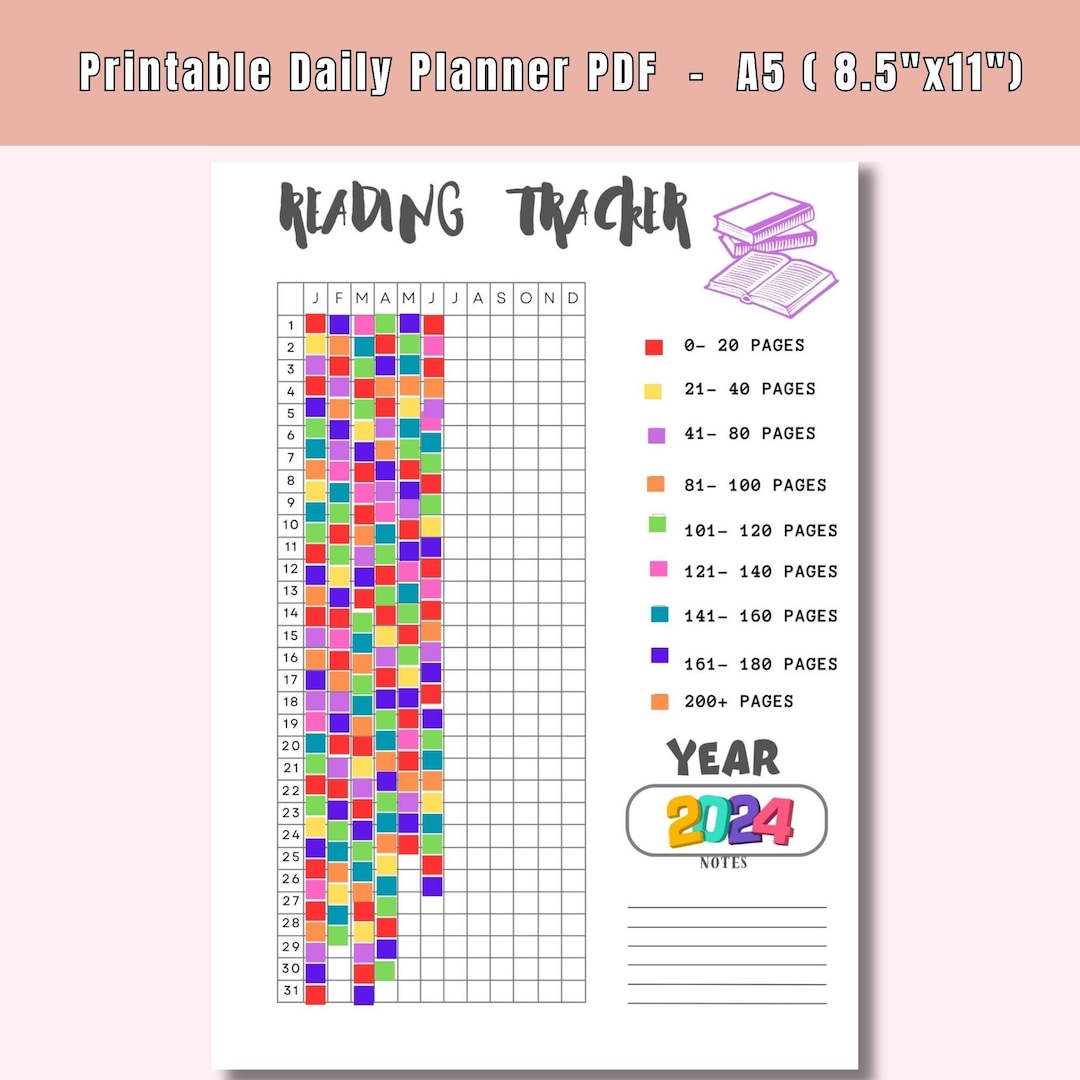 Reading Tracker Printable: Book List & Goal Planner (PDF Download) - Etsy