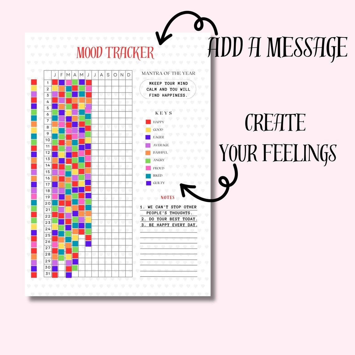 Mood Tracker Printable Template | Mental Health Journal PDF | Daily ...