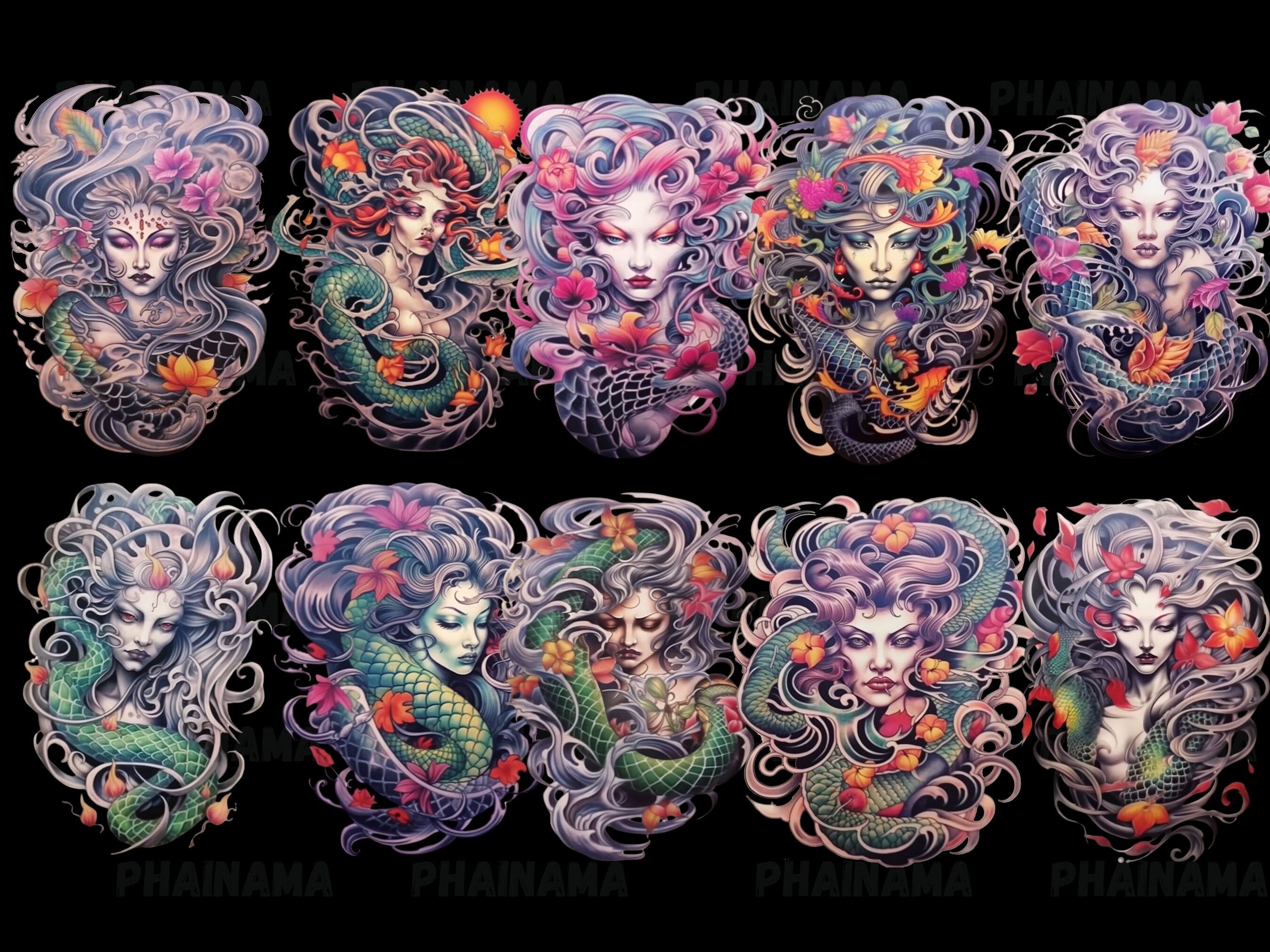 Medusa Tattoo 24 Medusa Tattoo Medusa Stamps Medusa Tattoo - Etsy