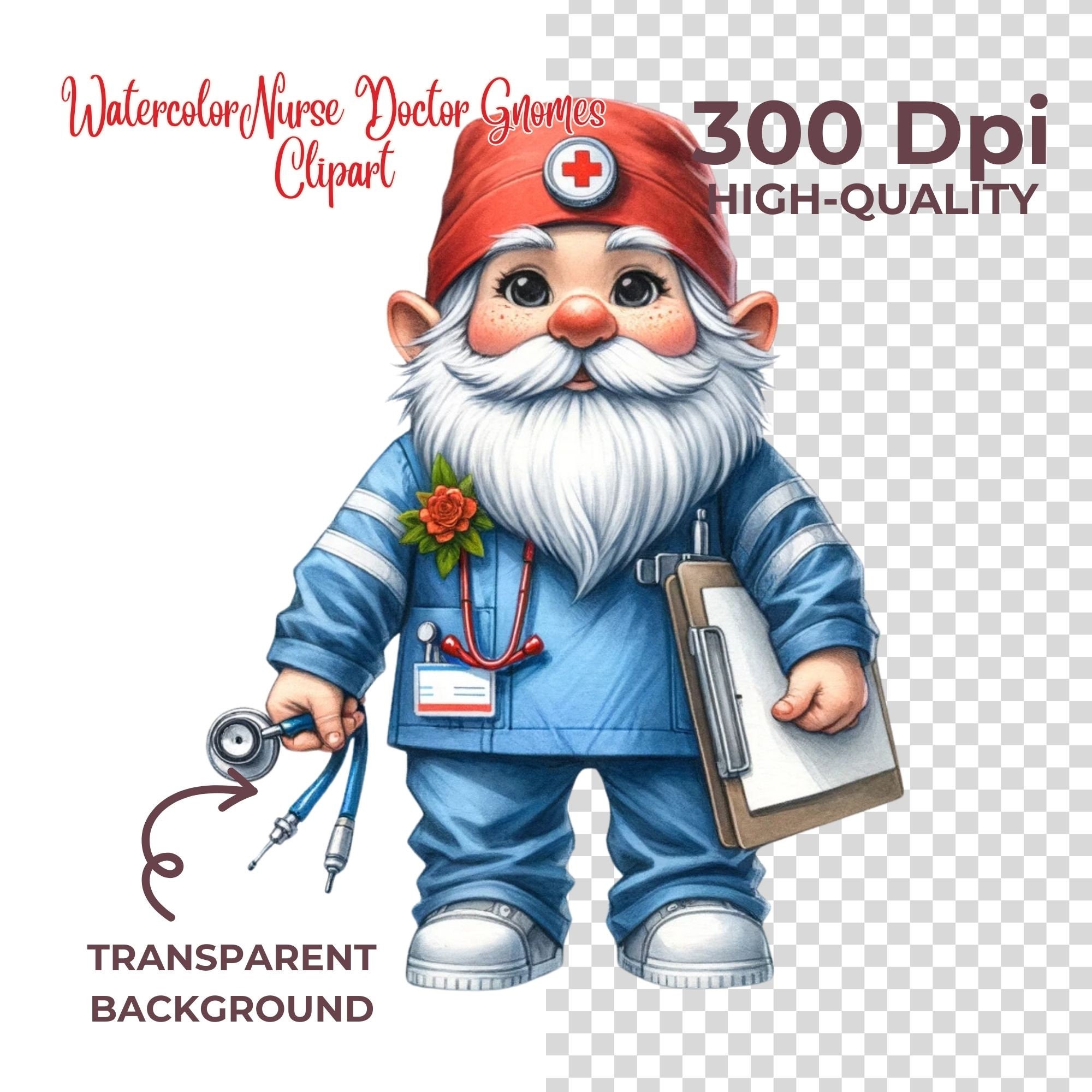 Medical Gnome Clipart: Nurse & Doctor PNG Files Digital Download ...
