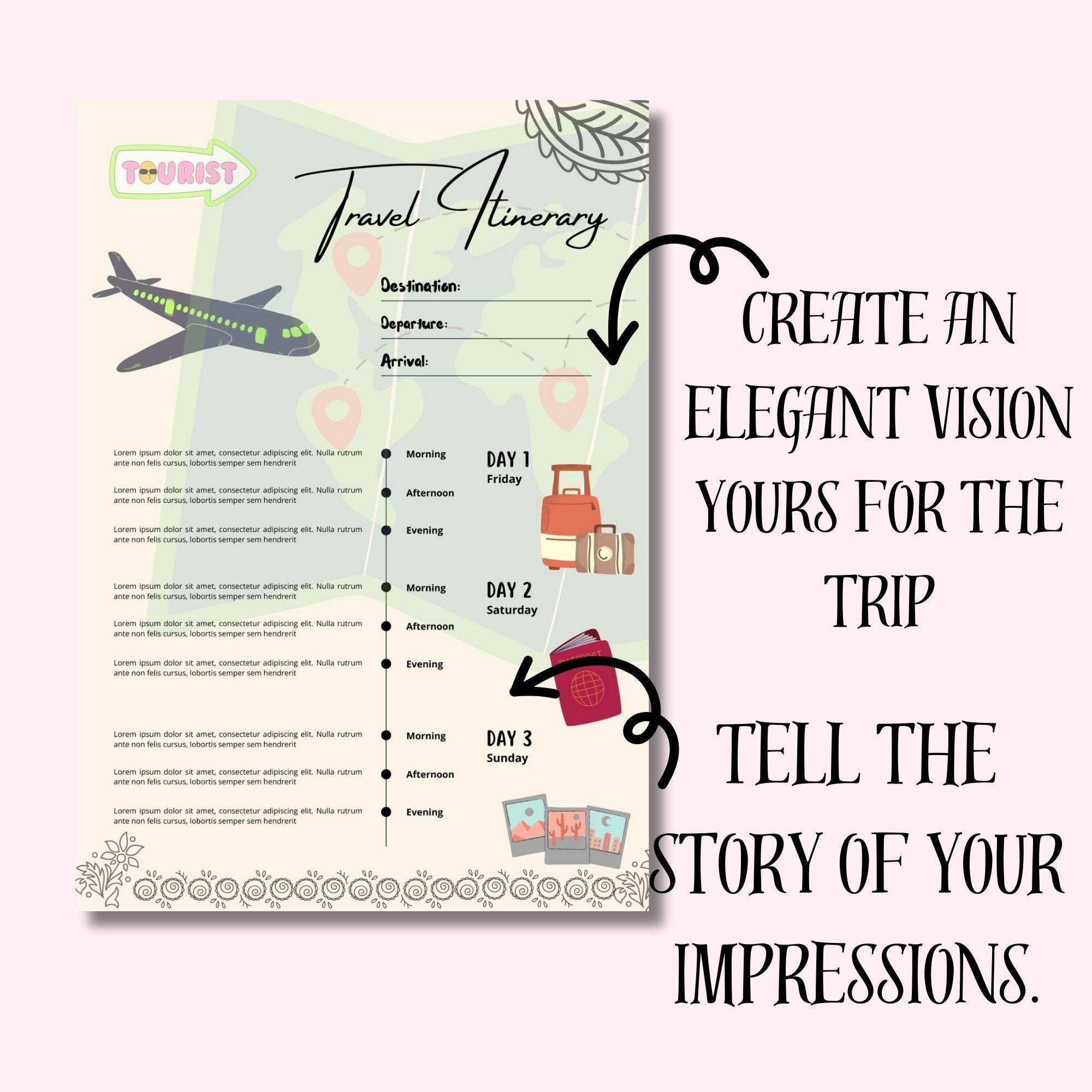 Travel Itinerary Planner PDF | Printable Trip Organizer | Vacation ...