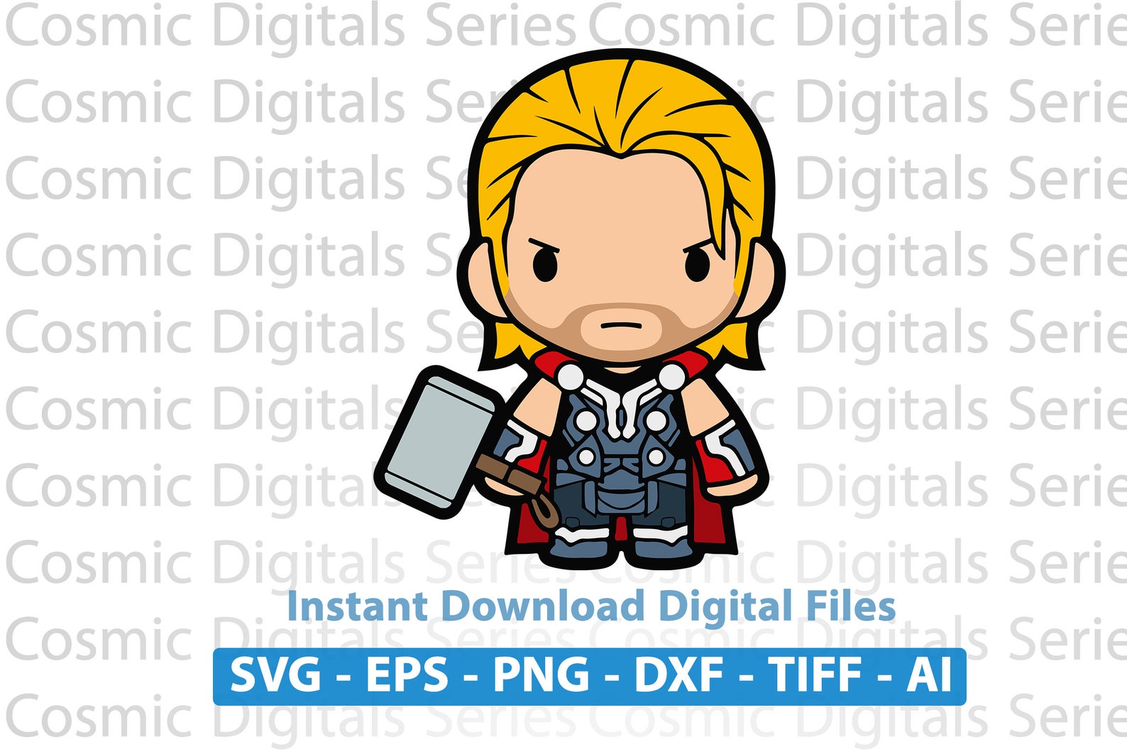 Chibi Thor, Chibi Hero, Cute Thor, Thor Png, Thor Svg, Thor Dxf, Thor ...