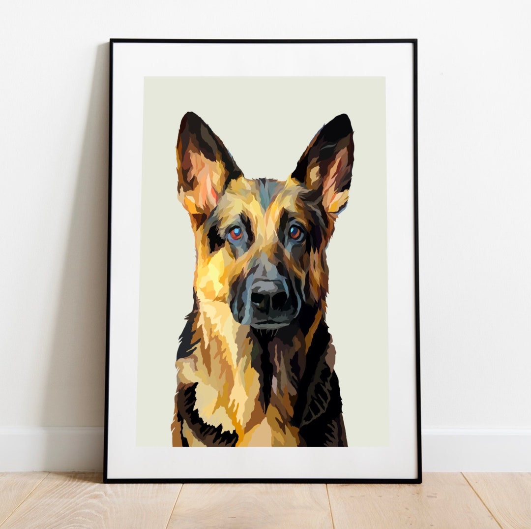 German Shepherd Print, Digital Print, Dog Poster, Animal Poster, German ...