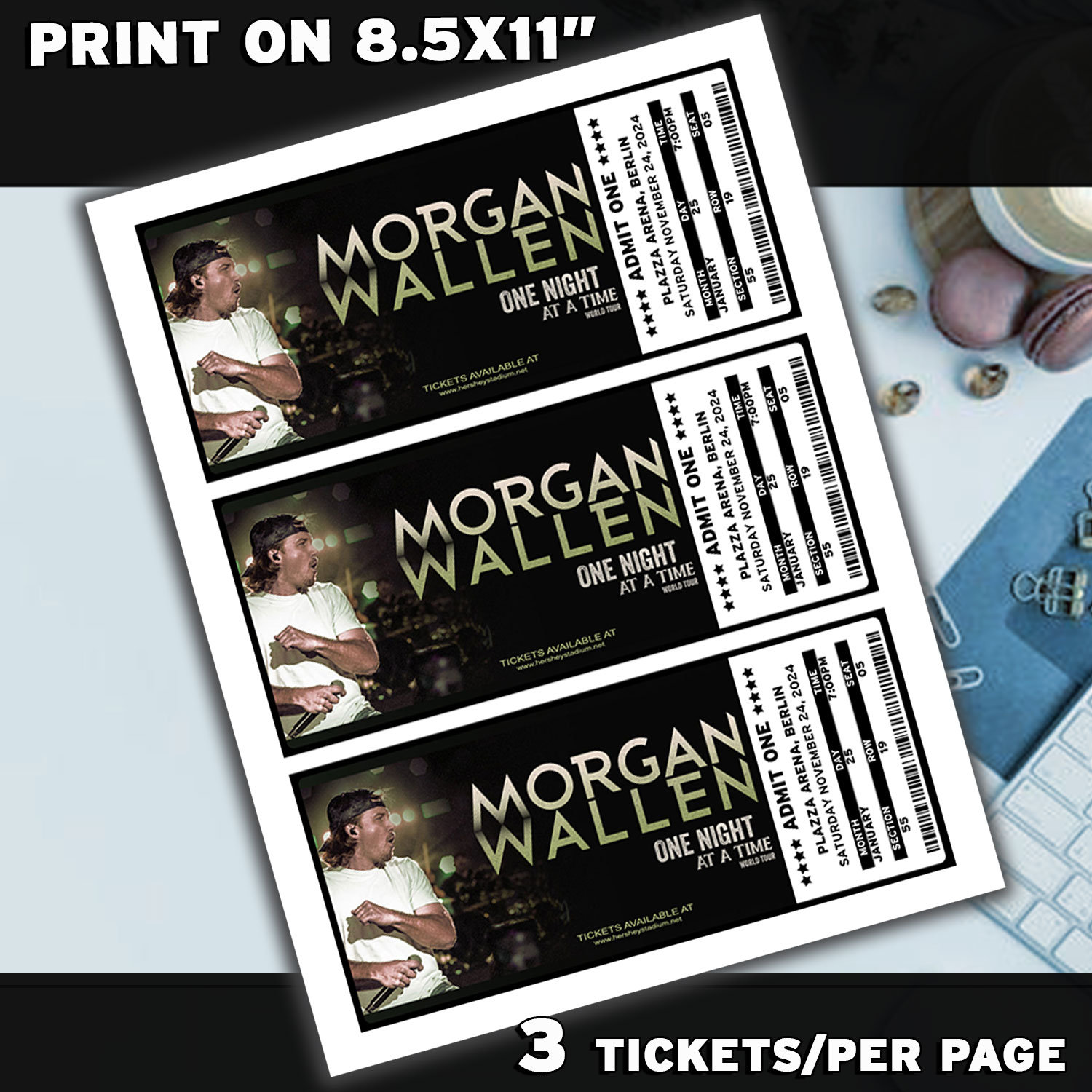 Editable Morgan Wallen Concert Ticket Template Concert Ticket Gift ...