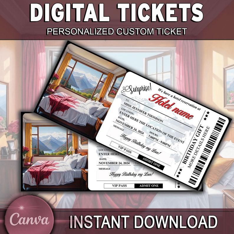 Hotel Reservation Voucher Gift Certificate Template Customizable and ...