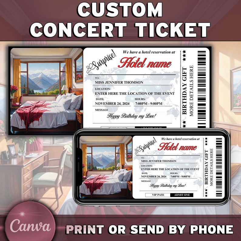 Hotel Reservation Voucher Gift Certificate Template Customizable and ...