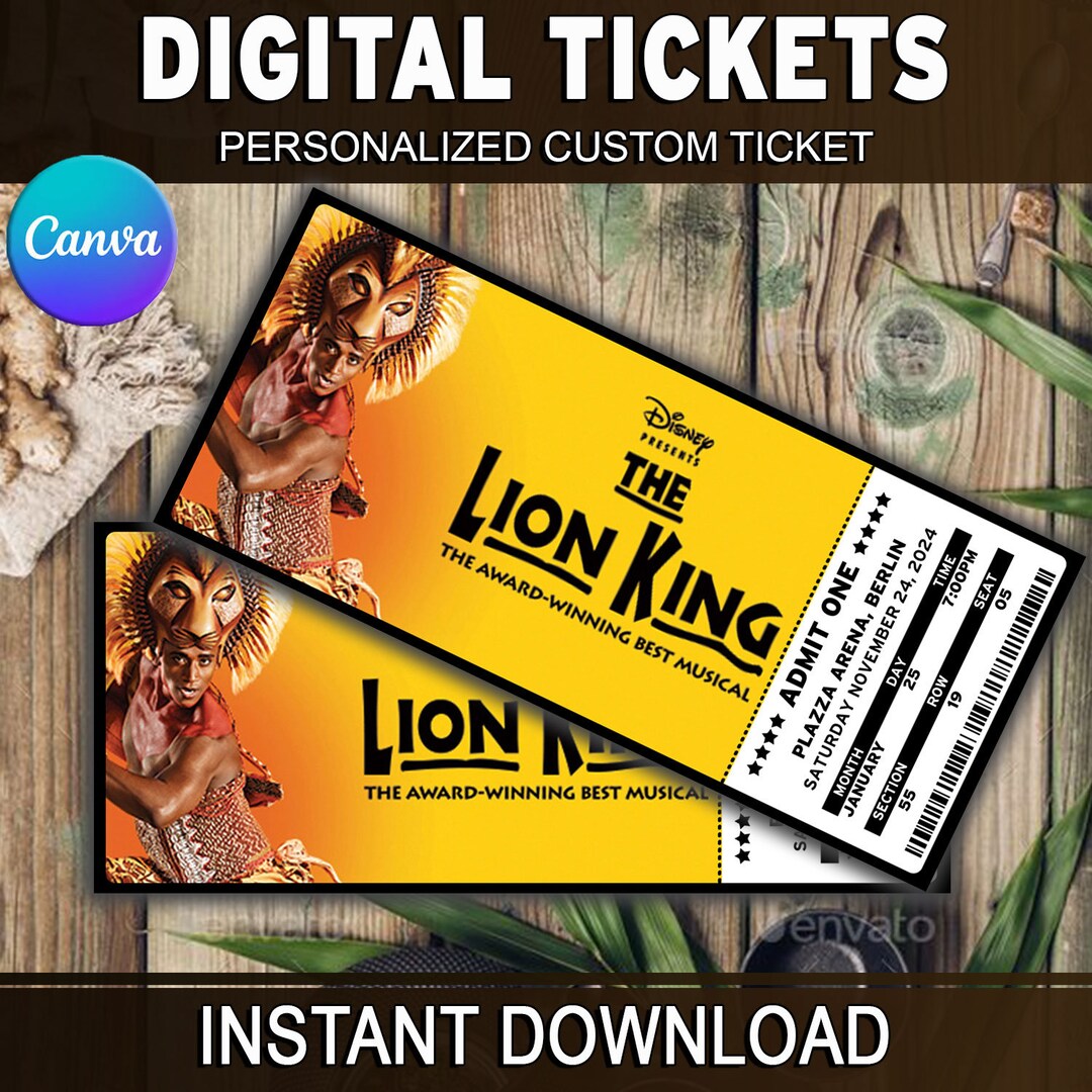 Lion King Broadway Musical Surprise Ticket, Lion King Musical ...