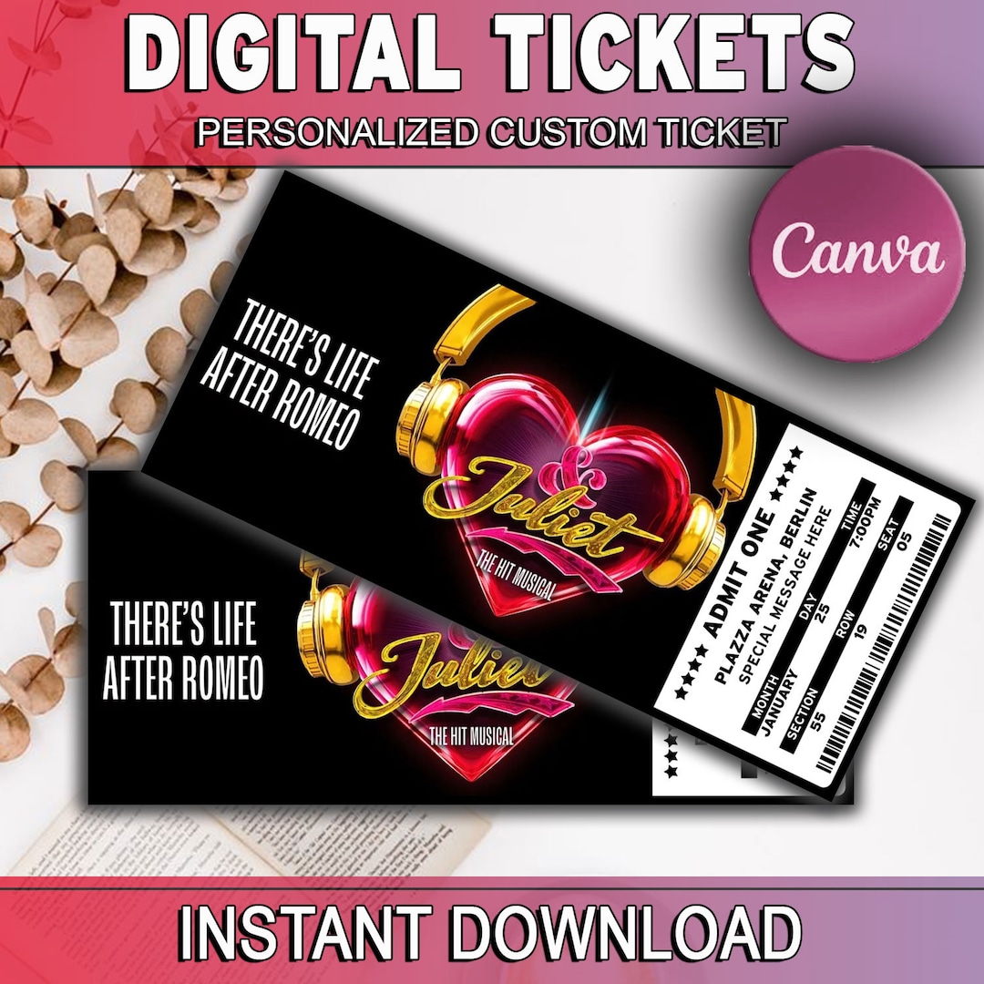 Printable and Juliet Ticket the Musical Theater Tickets Broadway West ...