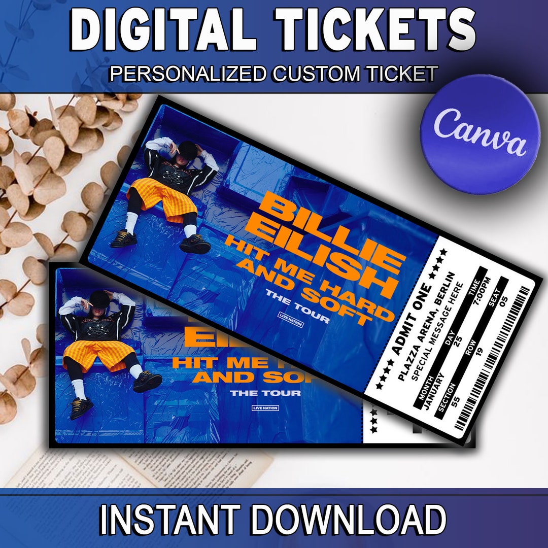 Printable Billie Eilish Ticket Hit Me Hard and Soft Tour Concert Show ...