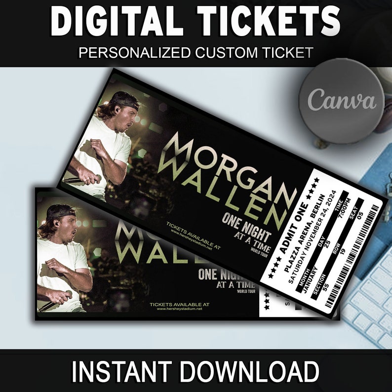 Editable Morgan Wallen Concert Ticket Template Concert Ticket Gift ...