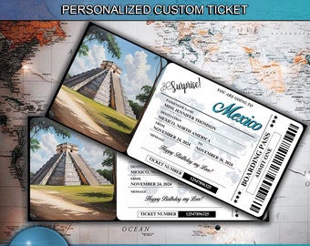 Printable, Editable MEXICO Surprise BOARDING Pass TICKET, Trip Ticket ...