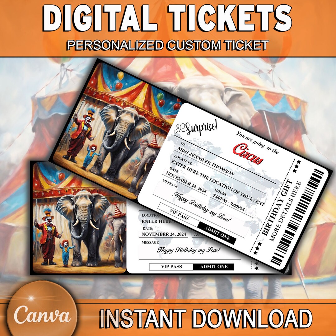 Editable Surprise Circus Gift Certificate Template, Customizable and ...