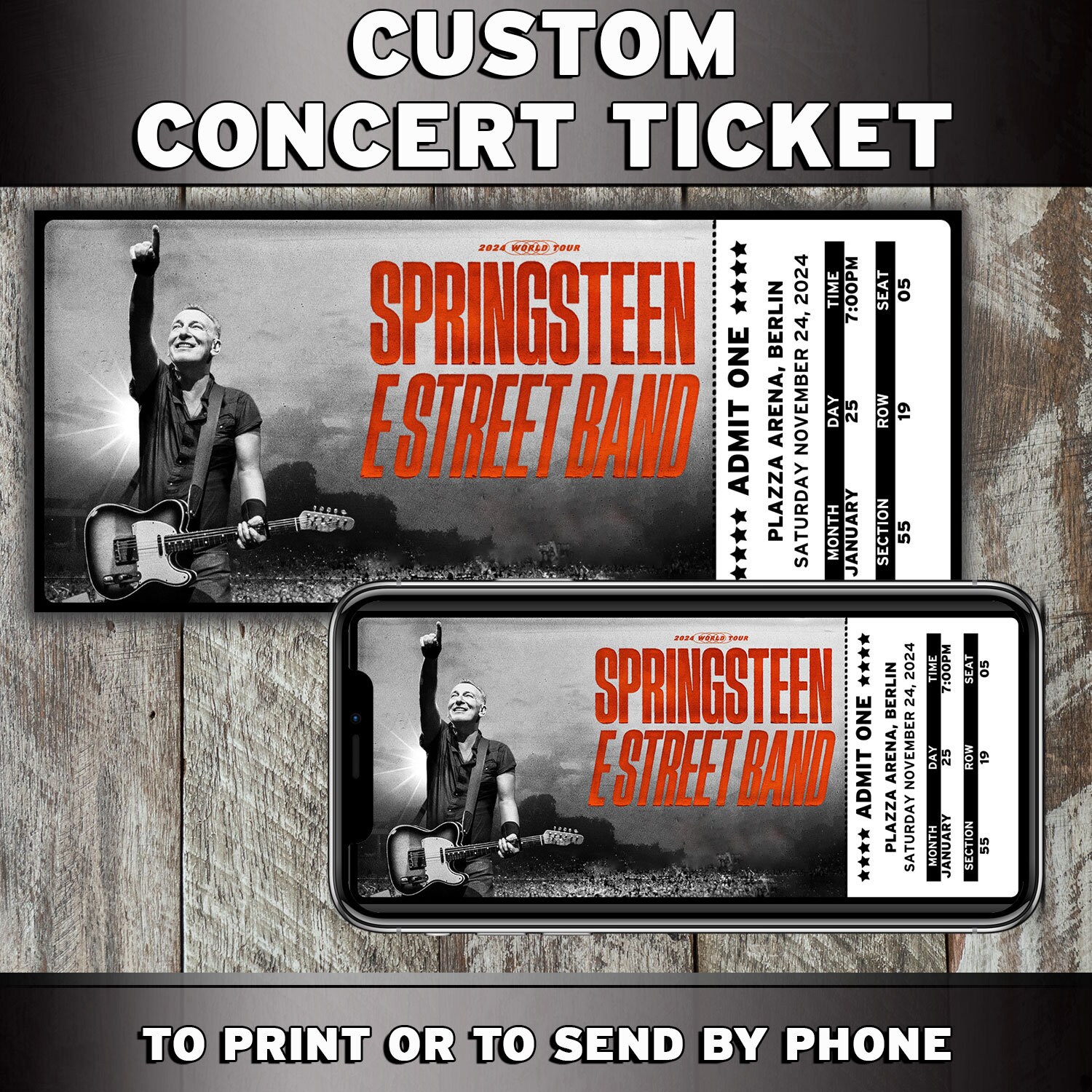 Bruce Springsteen Ticket the E Street Band Tour Concert Show Pass ...