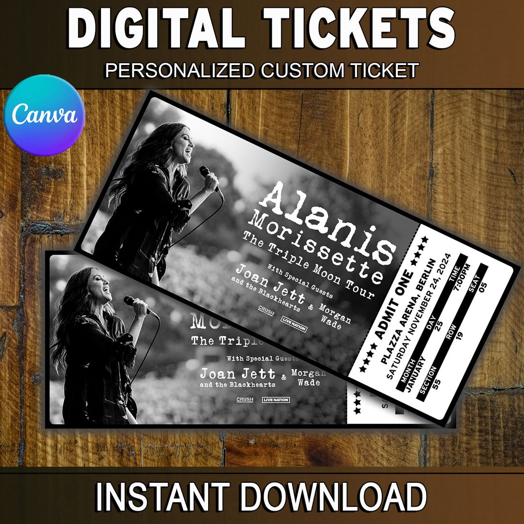 Alanis Morissette Custom Printable Ticket the Triple Moon Tour Music ...