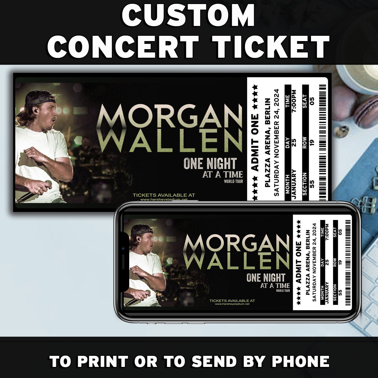 Editable Morgan Wallen Concert Ticket Template Concert Ticket Gift ...