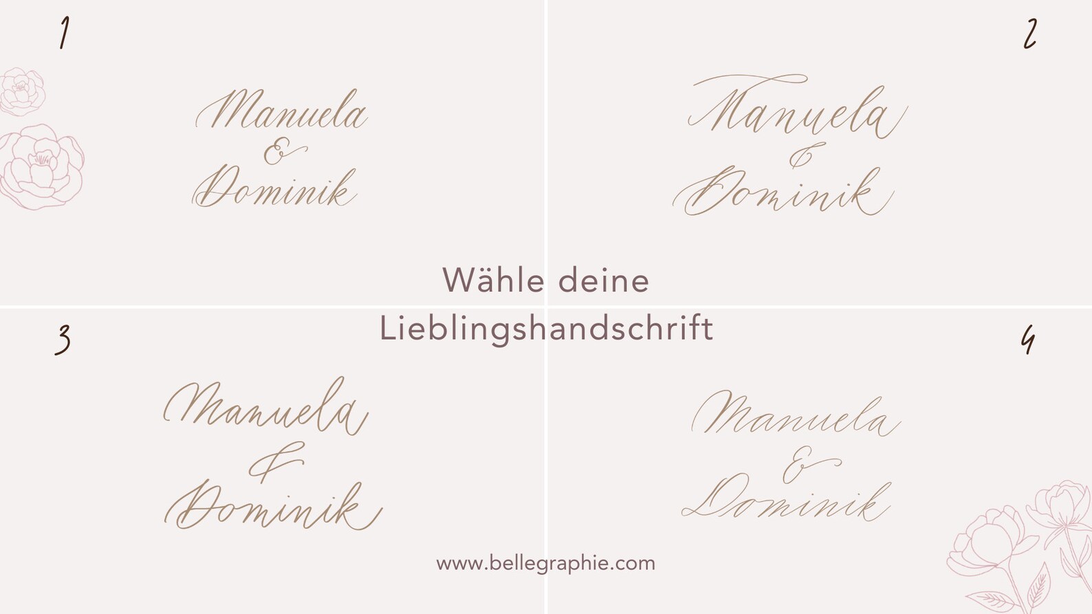 Wedding Name Card 'rosie' With Calligraphy, Watercolor Flowers and Silk ...