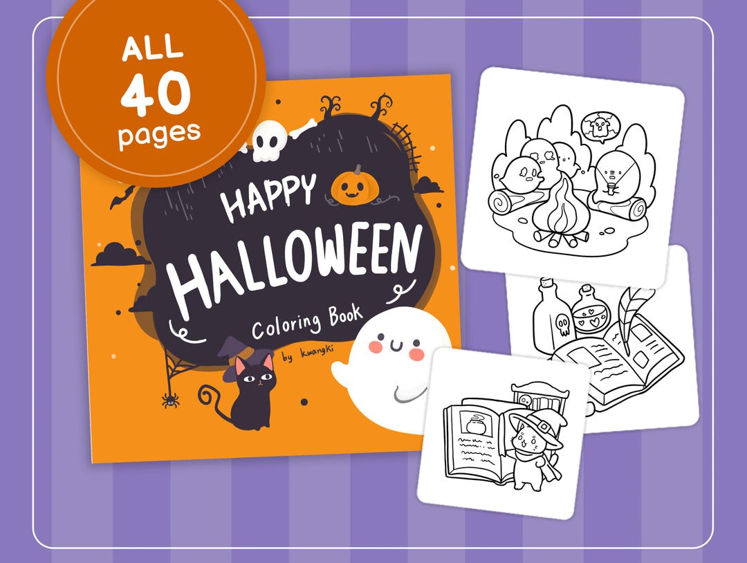 40 Coloring Pages | Happy Halloween Coloring Book by Kwangki - Etsy
