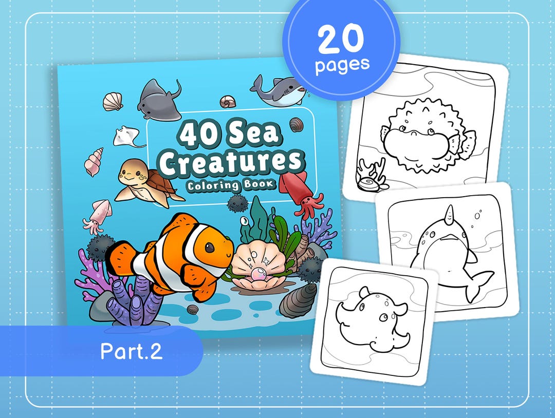 20 Coloring Pages From 40 Sea Creatures Coloring Book by Kwangki | Part ...