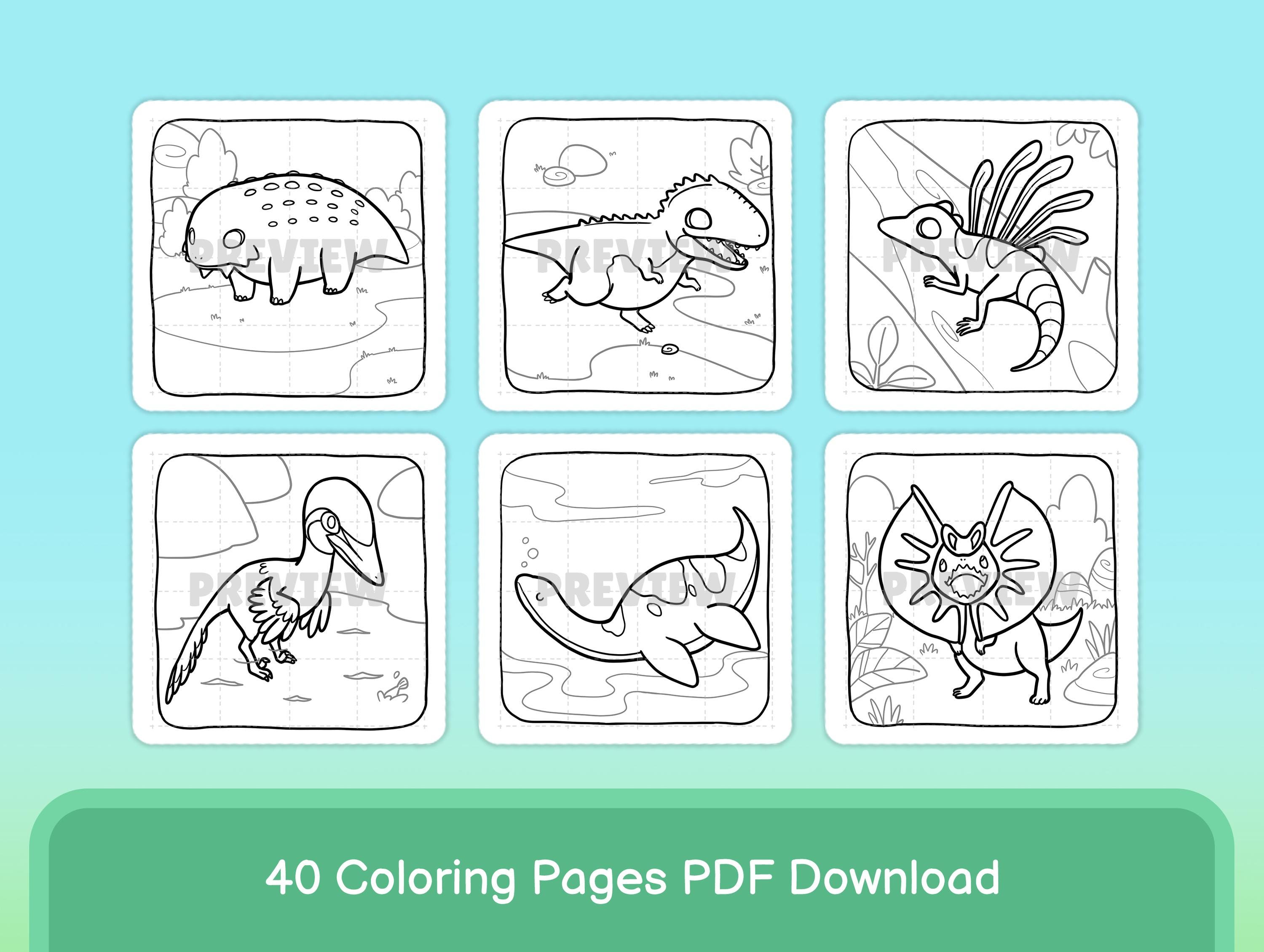 40 Coloring Pages | 40 Dinosaurs Coloring Book by Kwangki | Cute ...