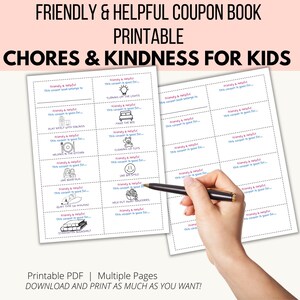 Friendly and Helpful Coupon Book for Kids Printable, Chores for ...