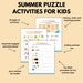 Summer Activities for Kids Printable Bundle, Summer Puzzle Activities ...
