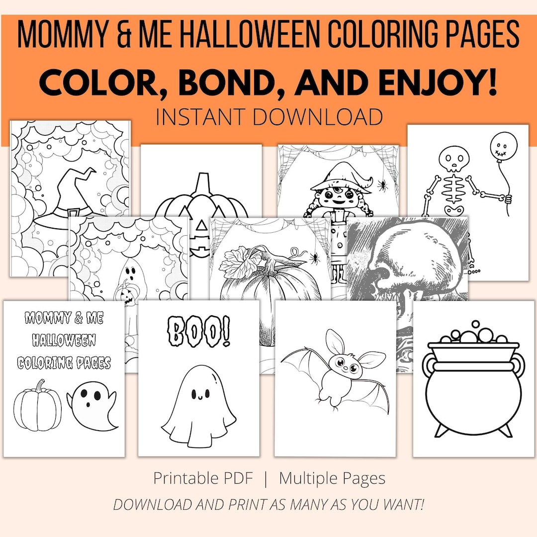 Mommy & Me Halloween Coloring Pages, Halloween Coloring Printable ...