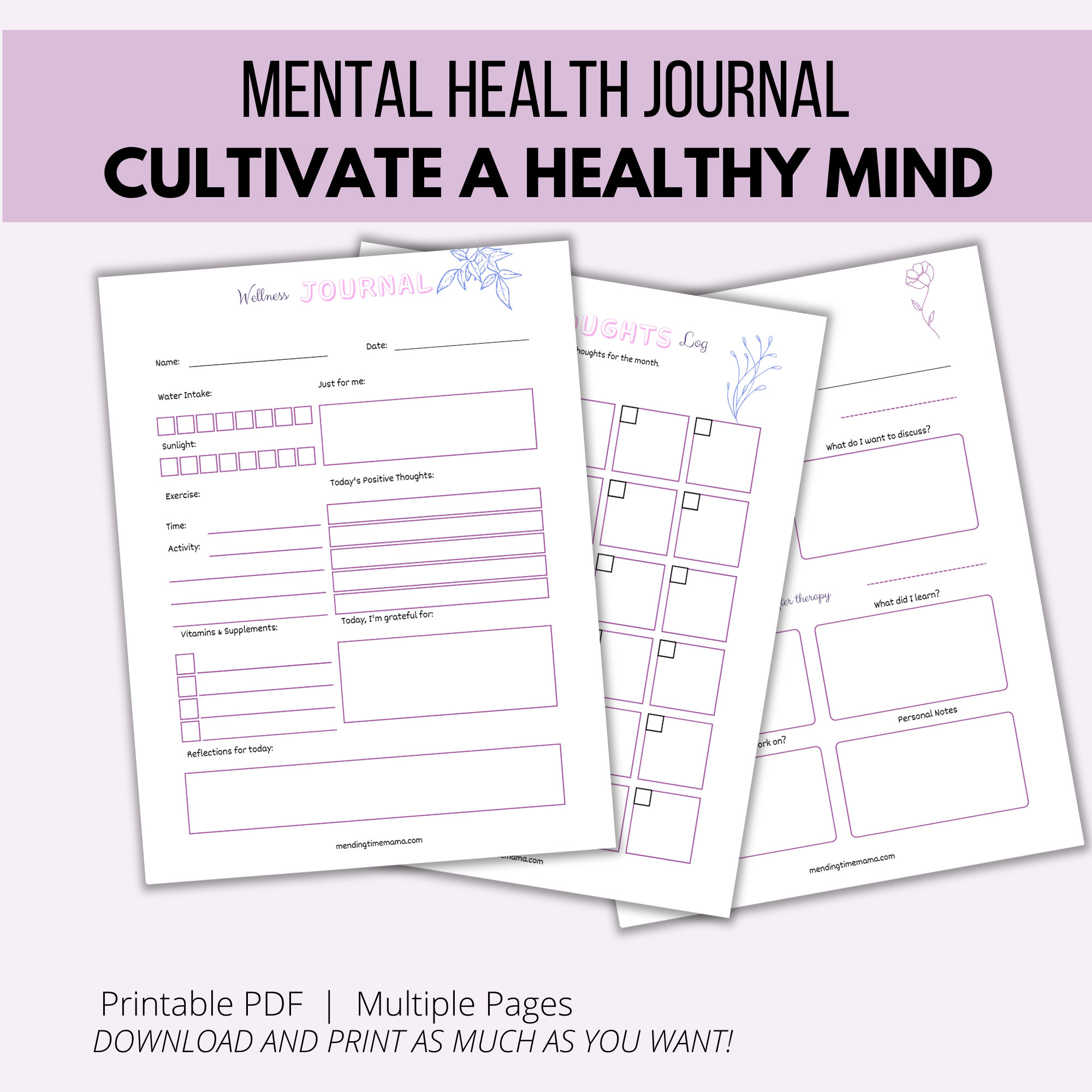 Mental Health Printable Bundle Mental Health Trackers Mental Health ...