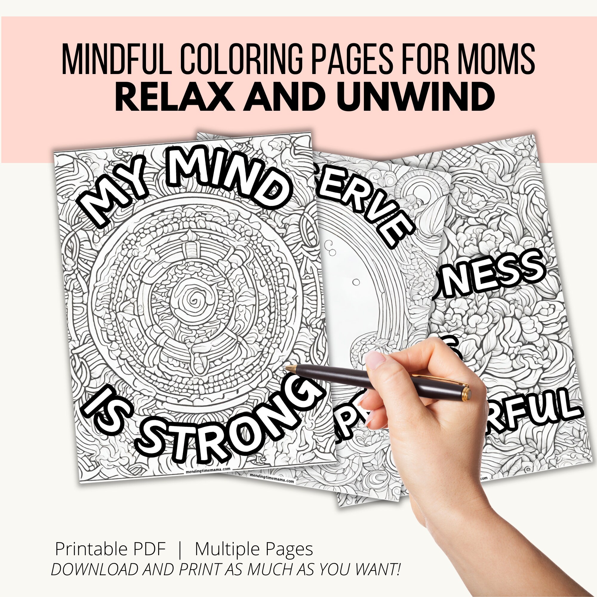 Motivational Coloring Pages Bundle Mindful Coloring Printable Winter ...