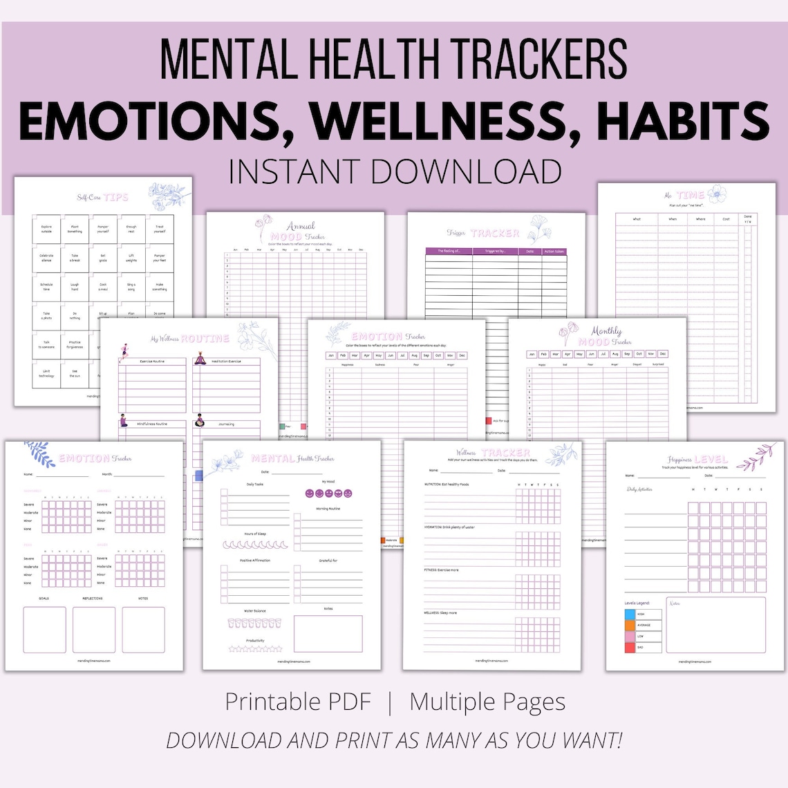 Mental Health Tracker Printable Mental Health Log Anxiety Tracker ...