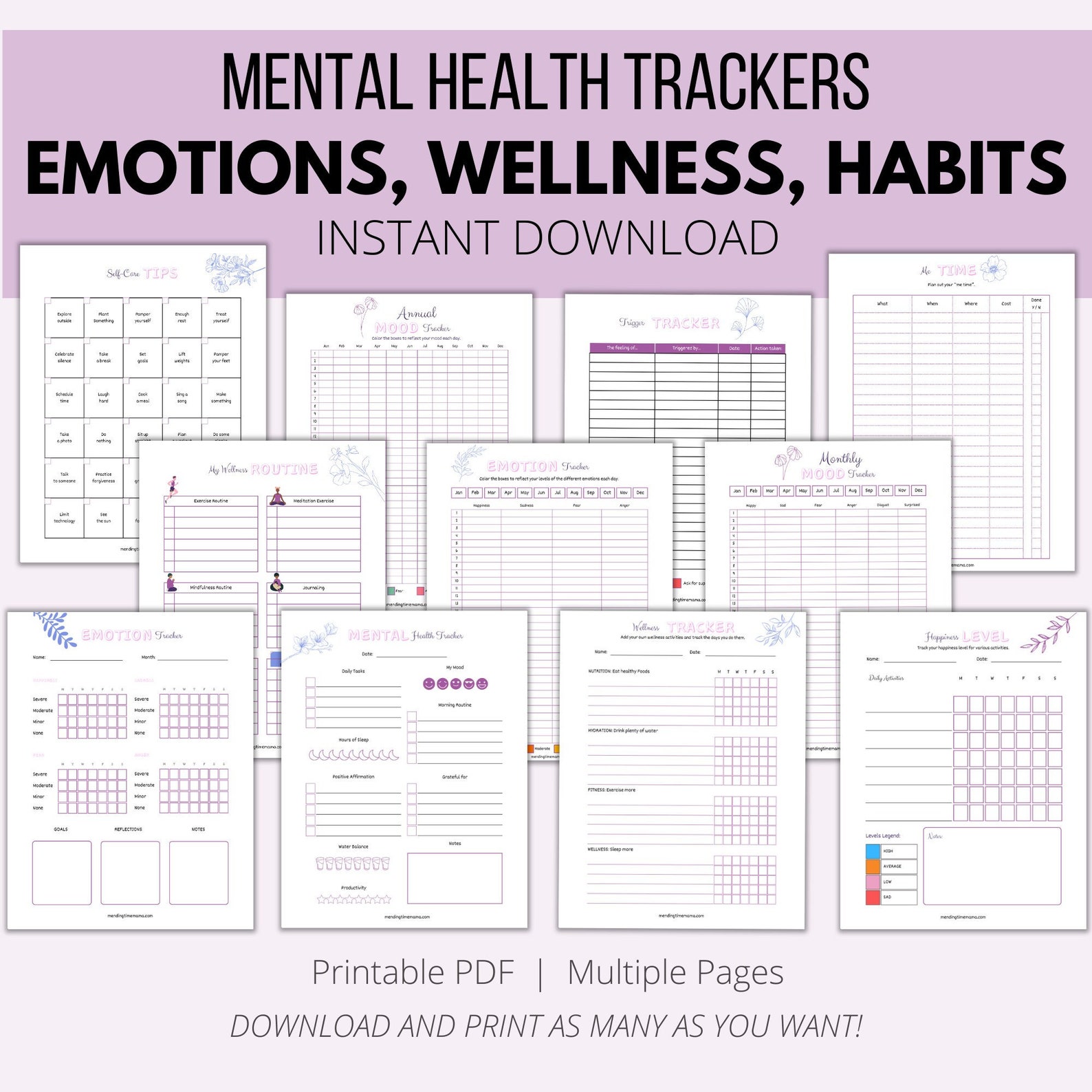 Mental Health Tracker Printable, Mental Health Log, Anxiety Tracker ...