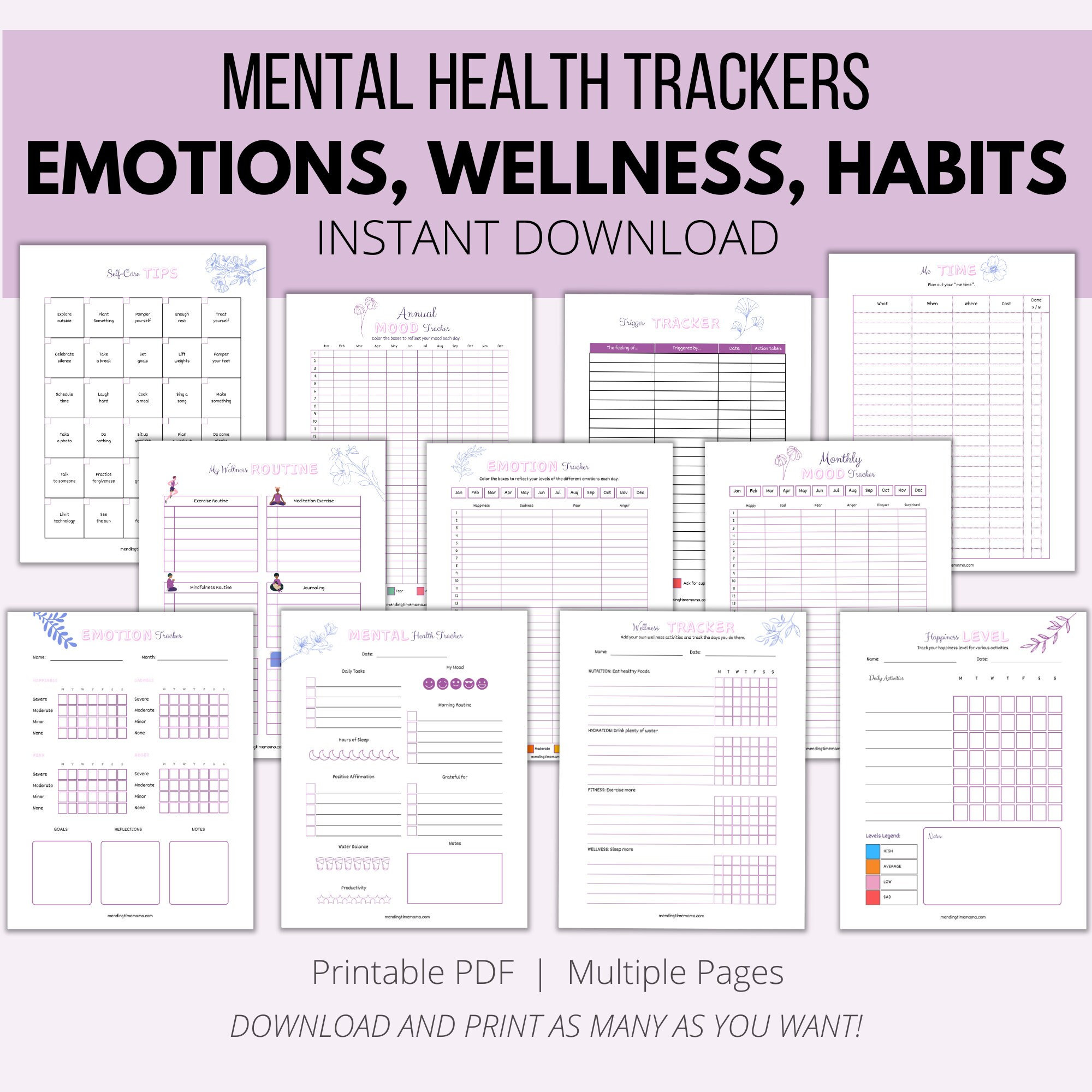 Mental Health Tracker Printable, Mental Health Log, Anxiety Tracker ...
