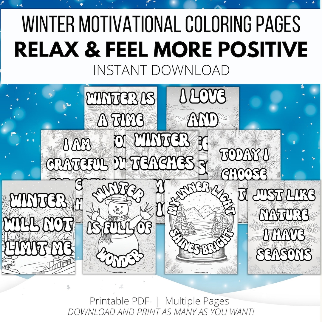 Winter Motivational Coloring Pages, Positive Affirmation Printable ...