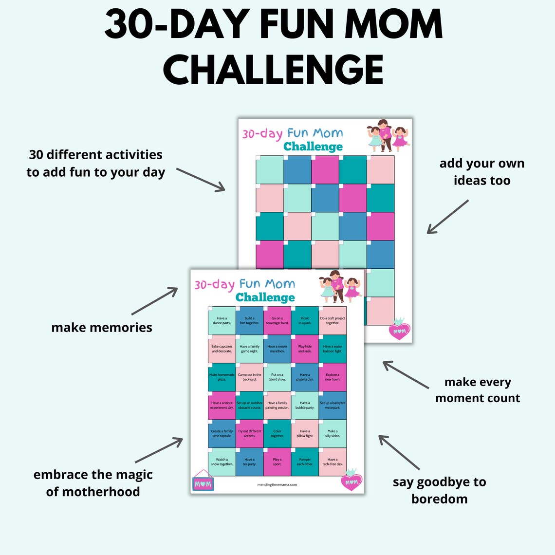 Fun Mom Challenge, Printable 30 Day Mom Challenge, Mom and Kids ...