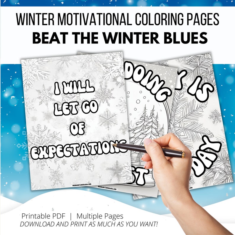 Winter Motivational Coloring Pages, Positive Affirmation Printable ...