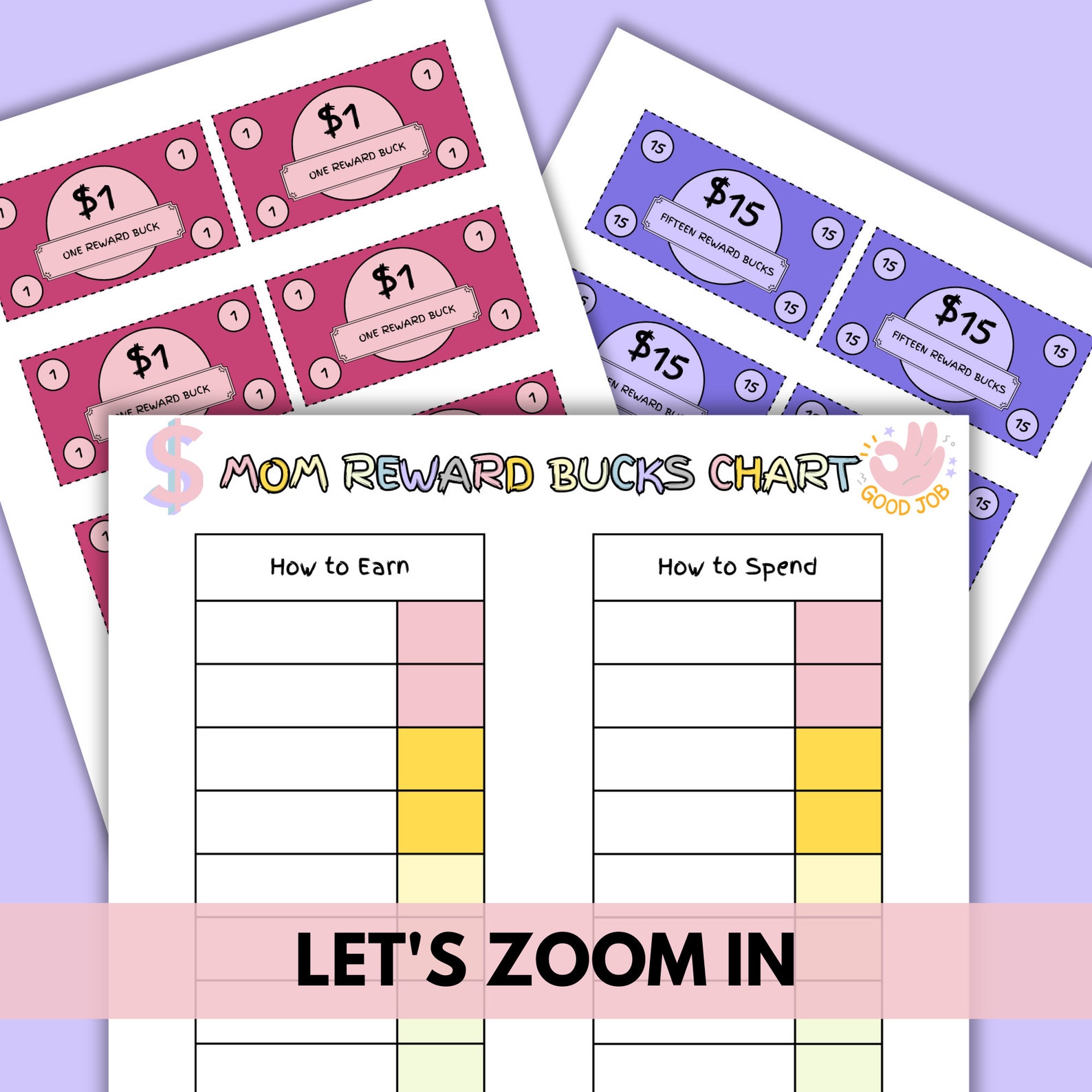 Mom Bucks Printable, Kids Reward Bucks, Editable Chore Chart, Kids ...
