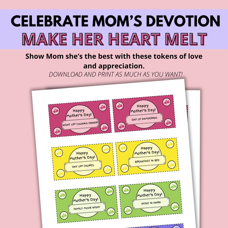 Mother's Day Coupons, Mother's Day Coupon Book, Printable Coupons ...