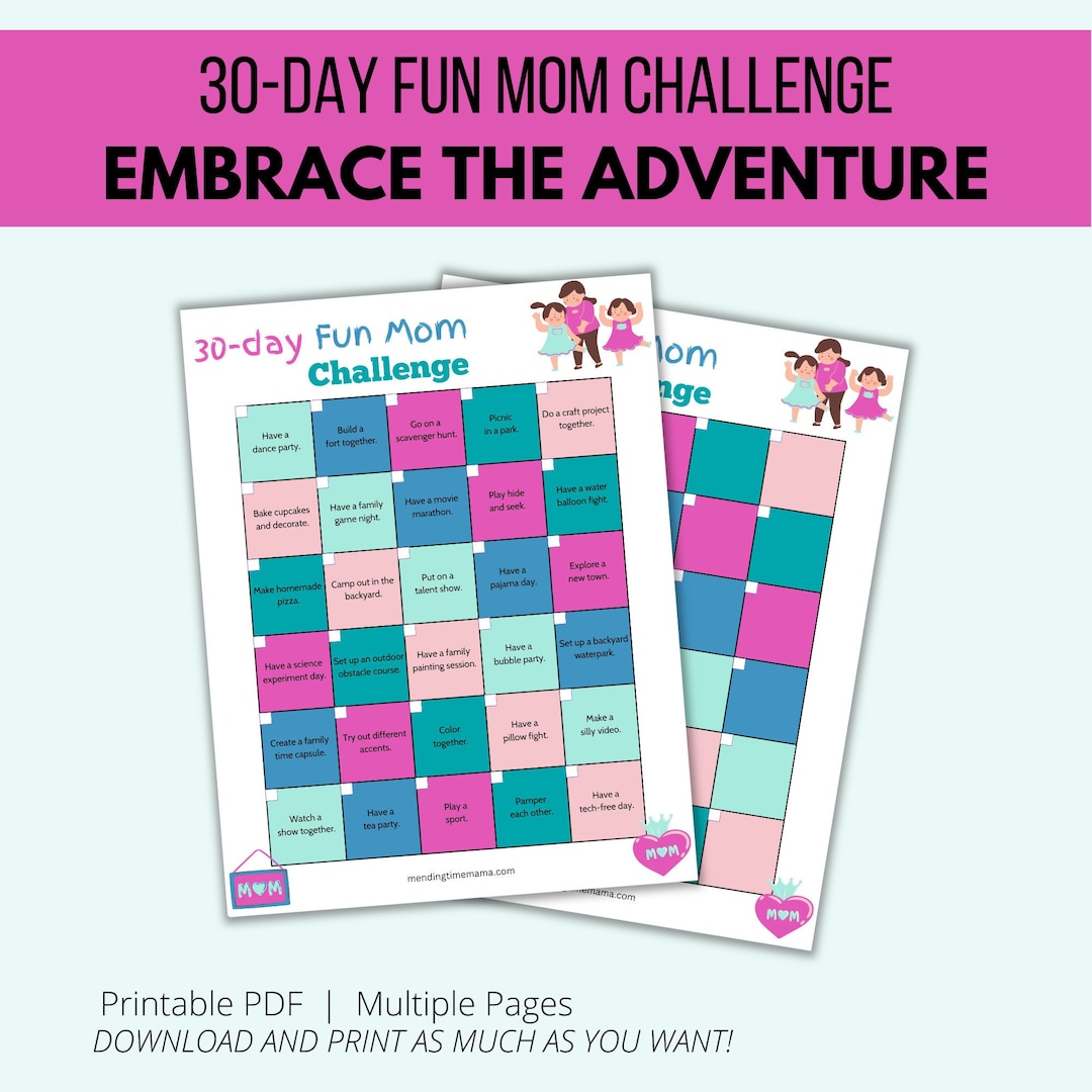 Fun Mom Challenge, Printable 30 Day Mom Challenge, Mom and Kids ...