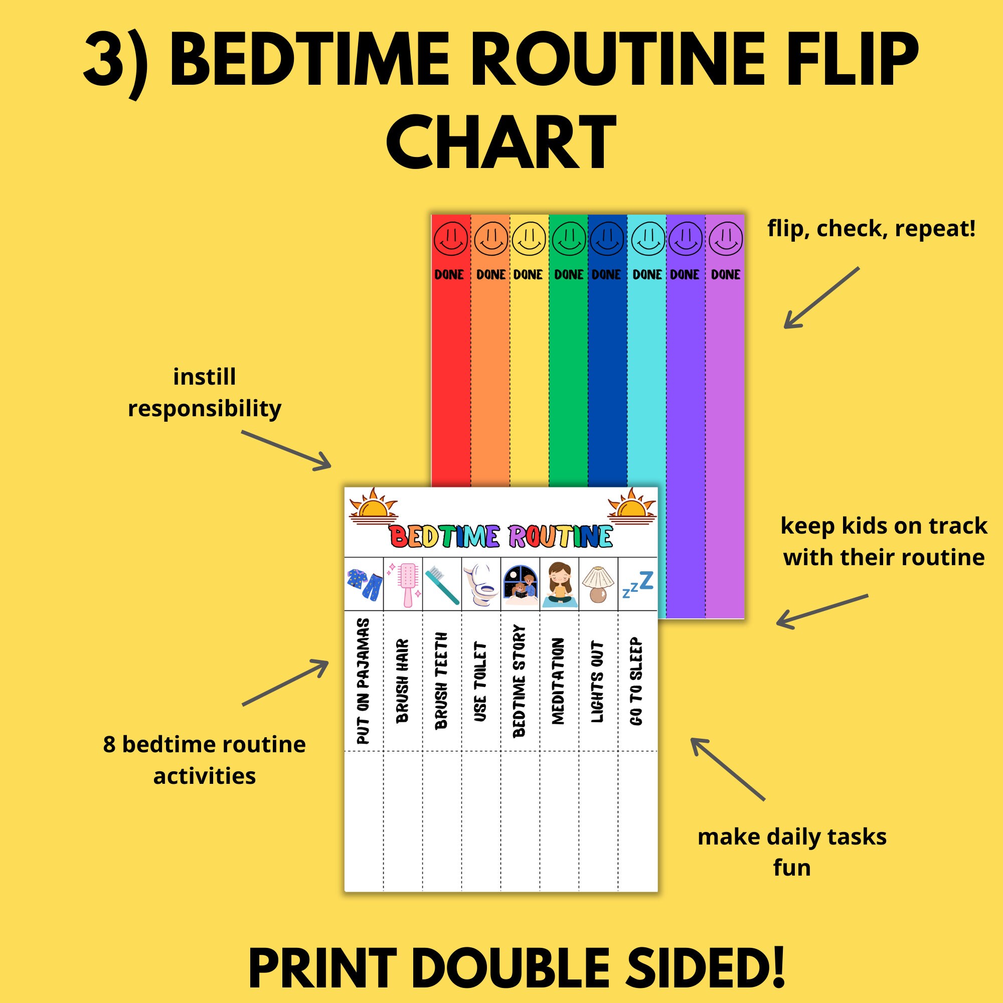 Kids Flip Routine Chart Printable, Morning Routine, Afternoon Routine ...
