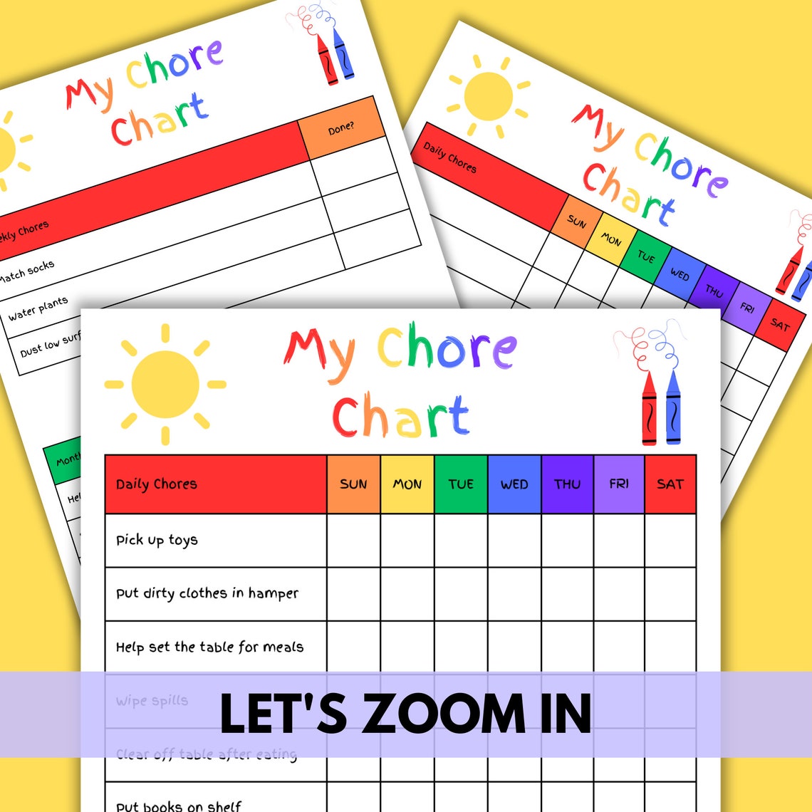 Preschool Chore Chart, Printable Daily Chore Chart, Weekly Chore Chart ...