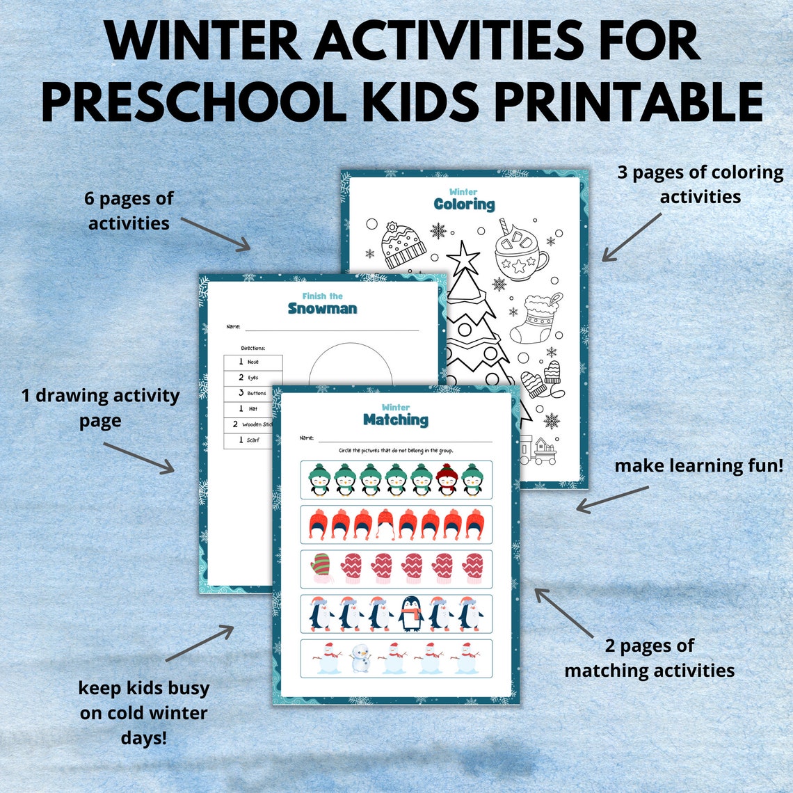 Winter Activities for Preschool Printable, Toddler Winter Activities ...